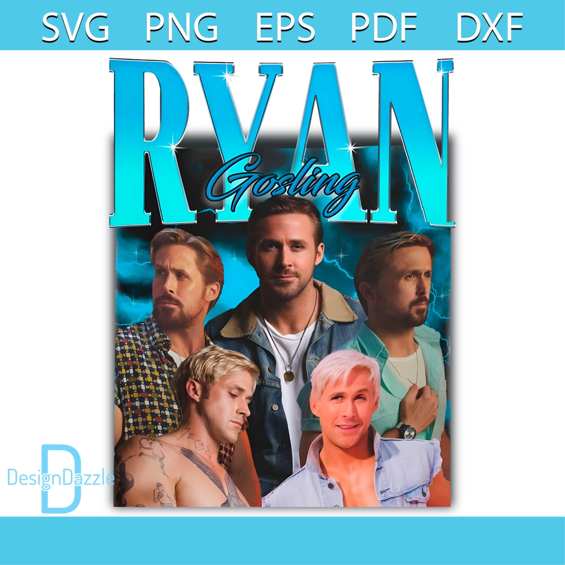 Retro Ryan Gosling Png Silhouette Sublimation Files | Inspire Uplift
