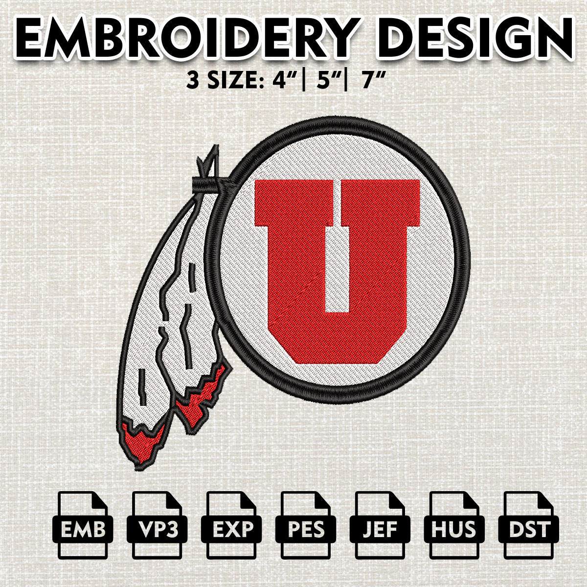 NCAA Logo Embroidery Designs, Utah Utes Embroidery Files, NC | Inspire ...