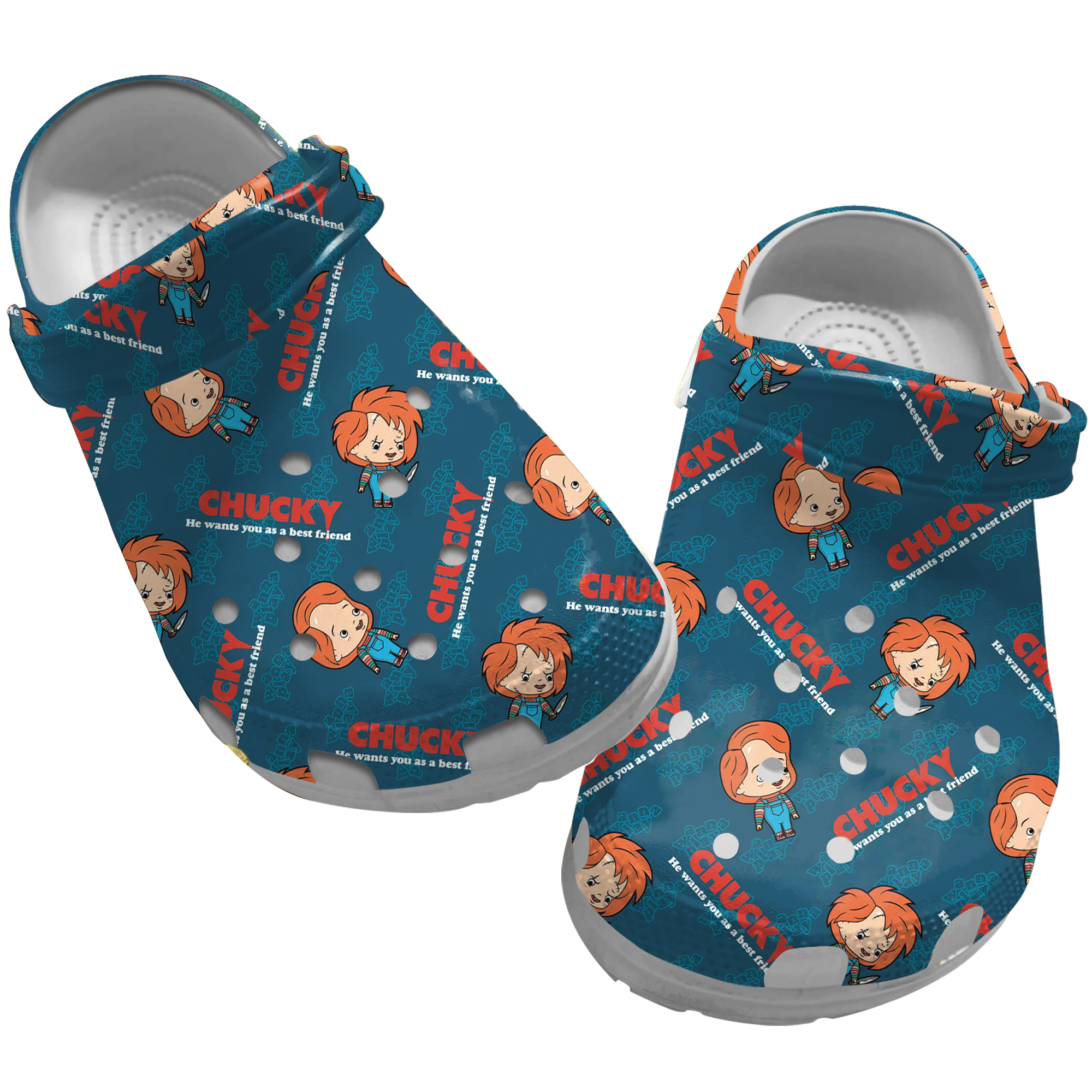 Cute Art Chucky Clog Shoes Unisex, Chucky Crocs, Movie Clog | Inspire ...