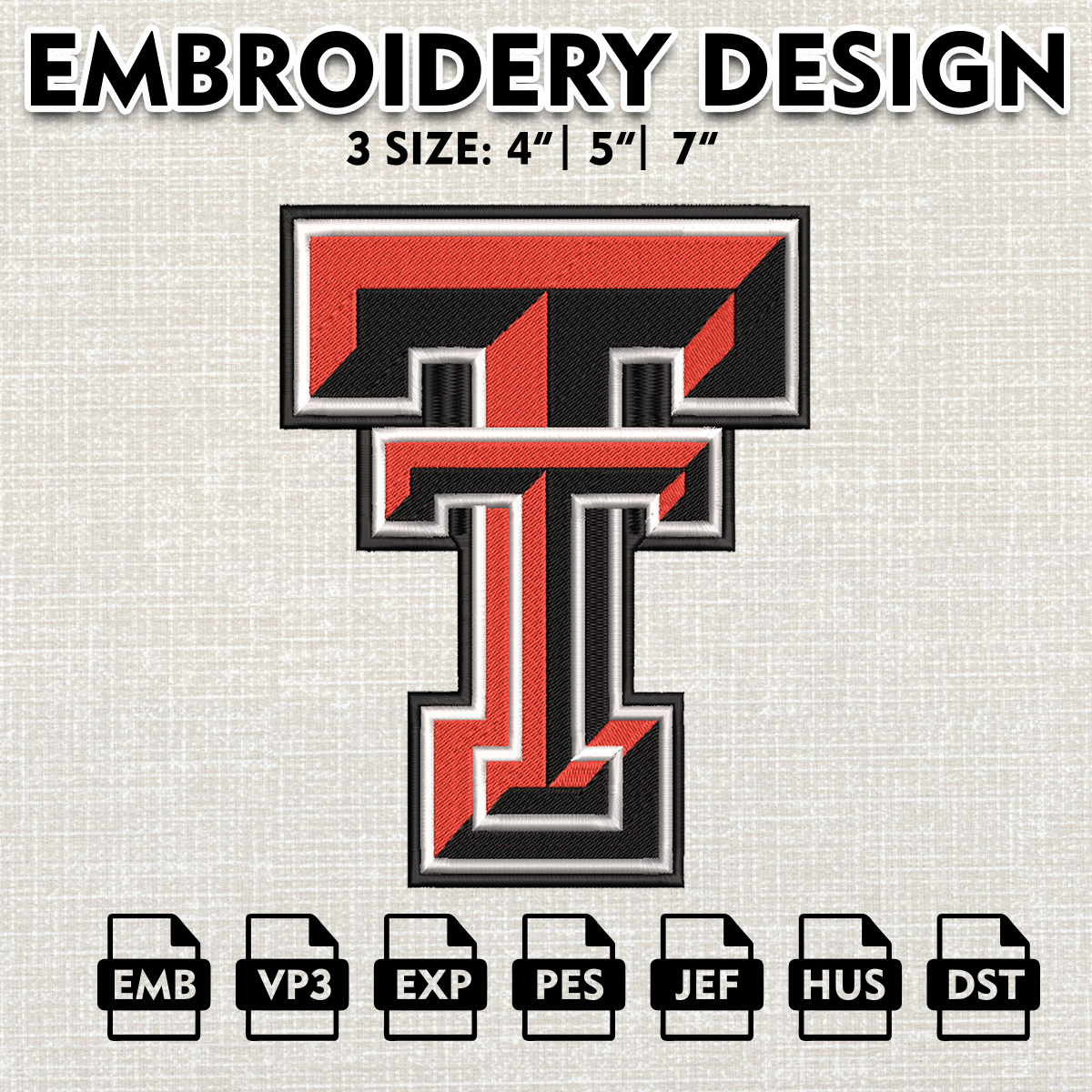 NCAA Logo Embroidery Designs, Texas Tech Red Raiders Embroid | Inspire ...