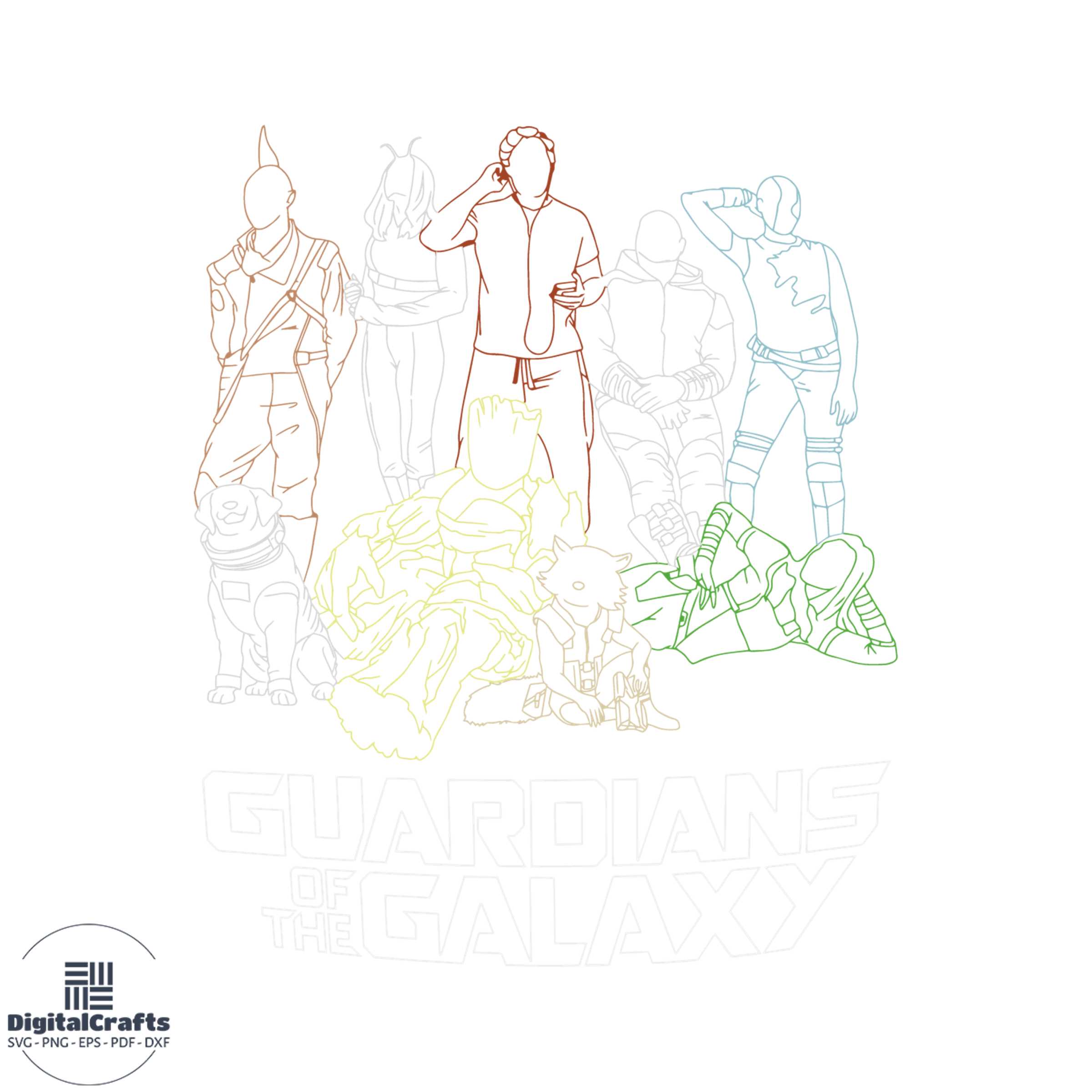 Line Drawing Guardians of the Galaxy Vol.3 SVG Cutting Files | Inspire ...