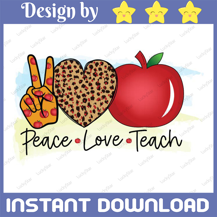 Peace Love Teach PNG, Apple Peace Love Teach PNG, Teal Apple | Inspire ...