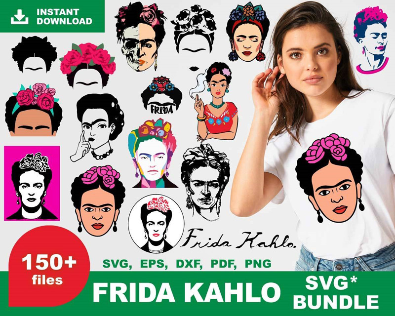 150 Frida Kahlo SVG, Frida Kahlo Bundle Svg, Frida Kahlo Fac | Inspire ...