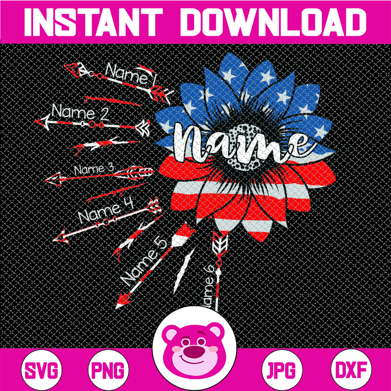 Personalized Names With Children Sunflower and Arrow USA, Pe | Inspire ...