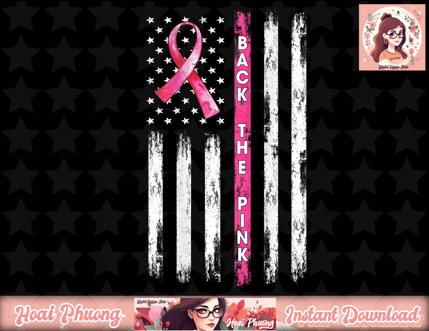 Back The Pink Ribbon American Flag Breast Cancer Awareness p | Inspire ...