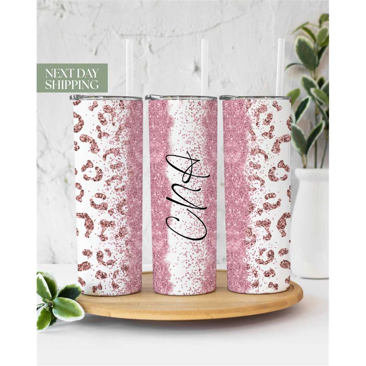 CNA Pink Glitter Leopard 20oz Skinny Tumbler Gift for Nursin | Inspire ...