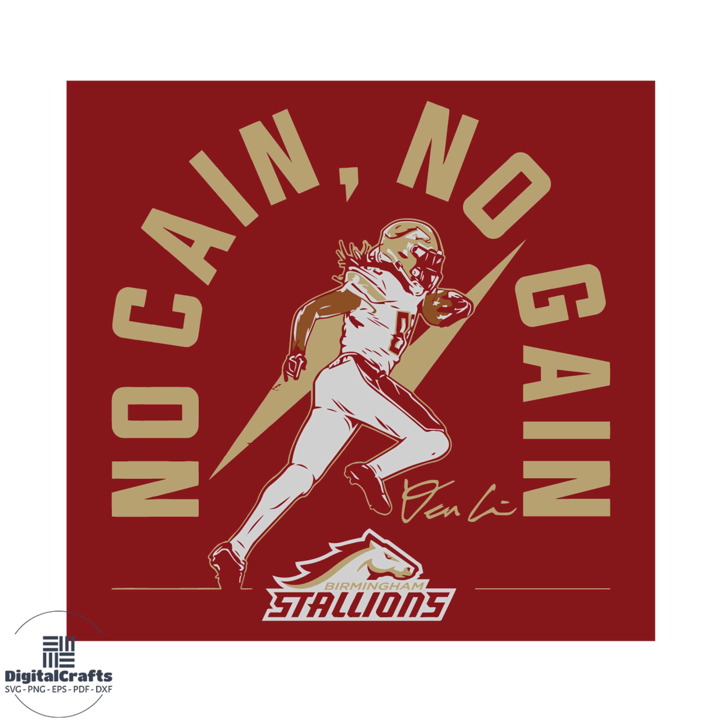 Birmingham Stallions Deon Cain No Cain No Gain SVG Cutting F - Inspire ...
