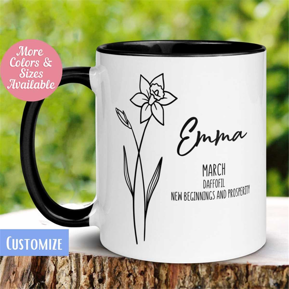March Birth Flower Mug Personalized, Daffodil Floral Mug, Cu | Inspire ...