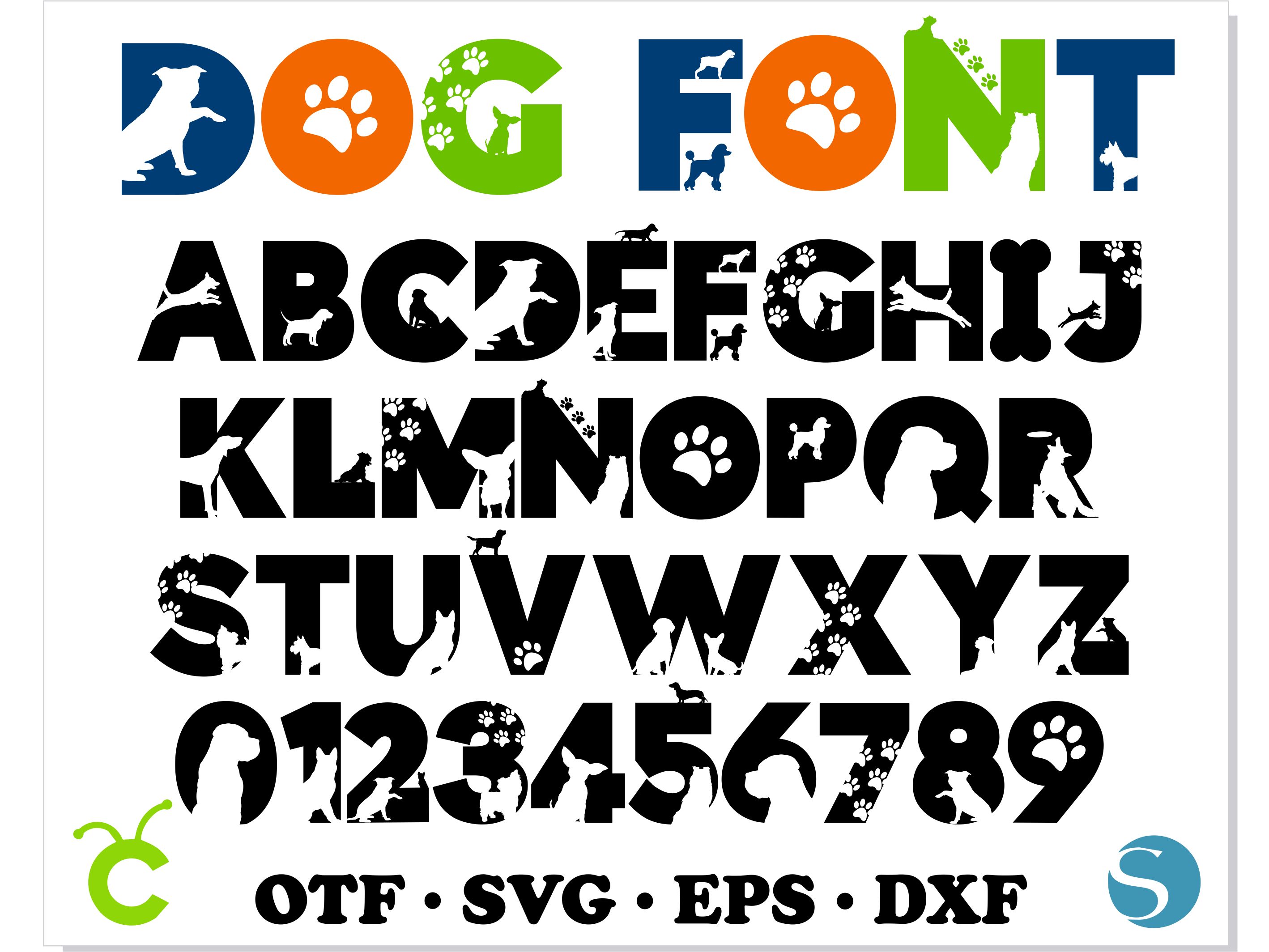 Dog Font SVG Cricut, Dog Font TTF, Paw font svg, Doggies Fon | Inspire ...