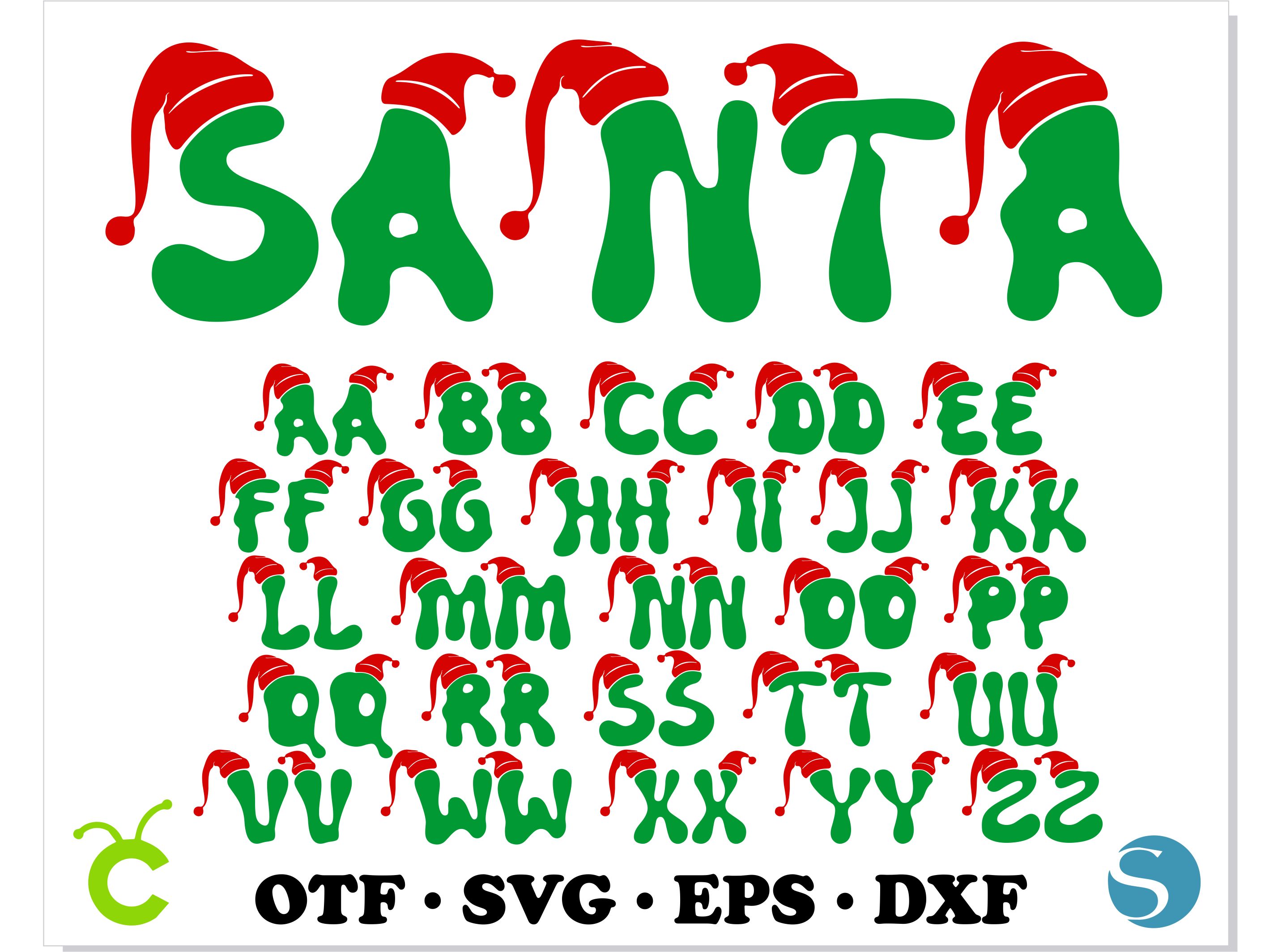 Santa Stocking Cap Font SVG Cricut | Christmas Font OTF, San | Inspire ...