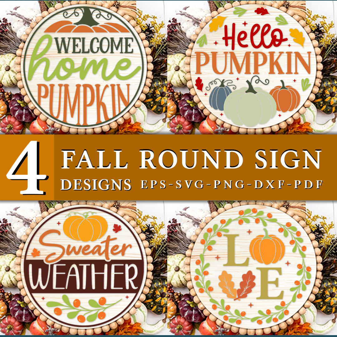 Round Sign Fall SVG Bundle, Thanksgiving svg, Turkey | Inspire Uplift