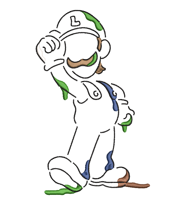 Mario Embroidery Line Art Design - Luigi Embroidery Pattern | Inspire ...