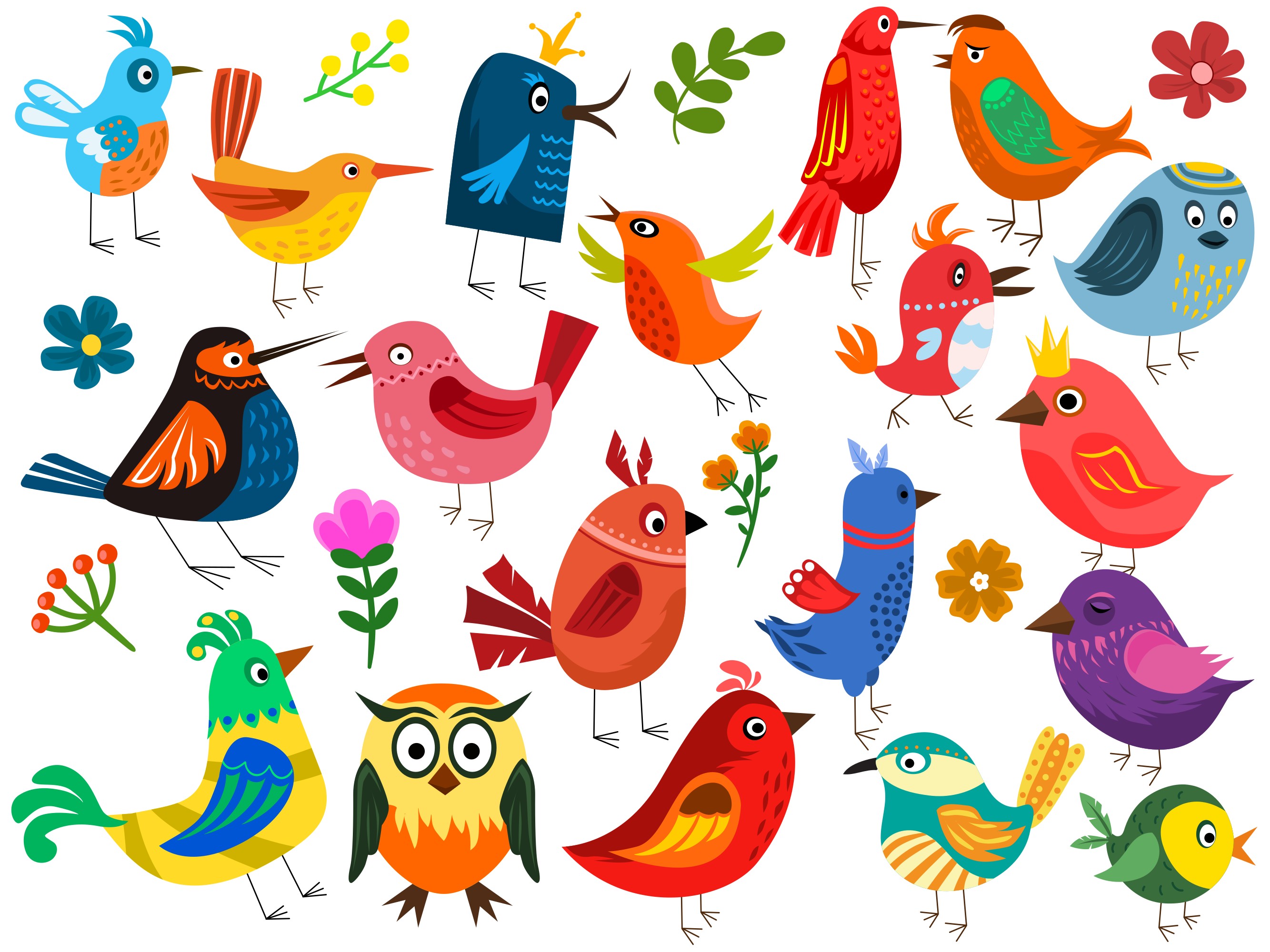 Vintage Birds and Flowers, Clipart bird and flowers, retro b | Inspire ...
