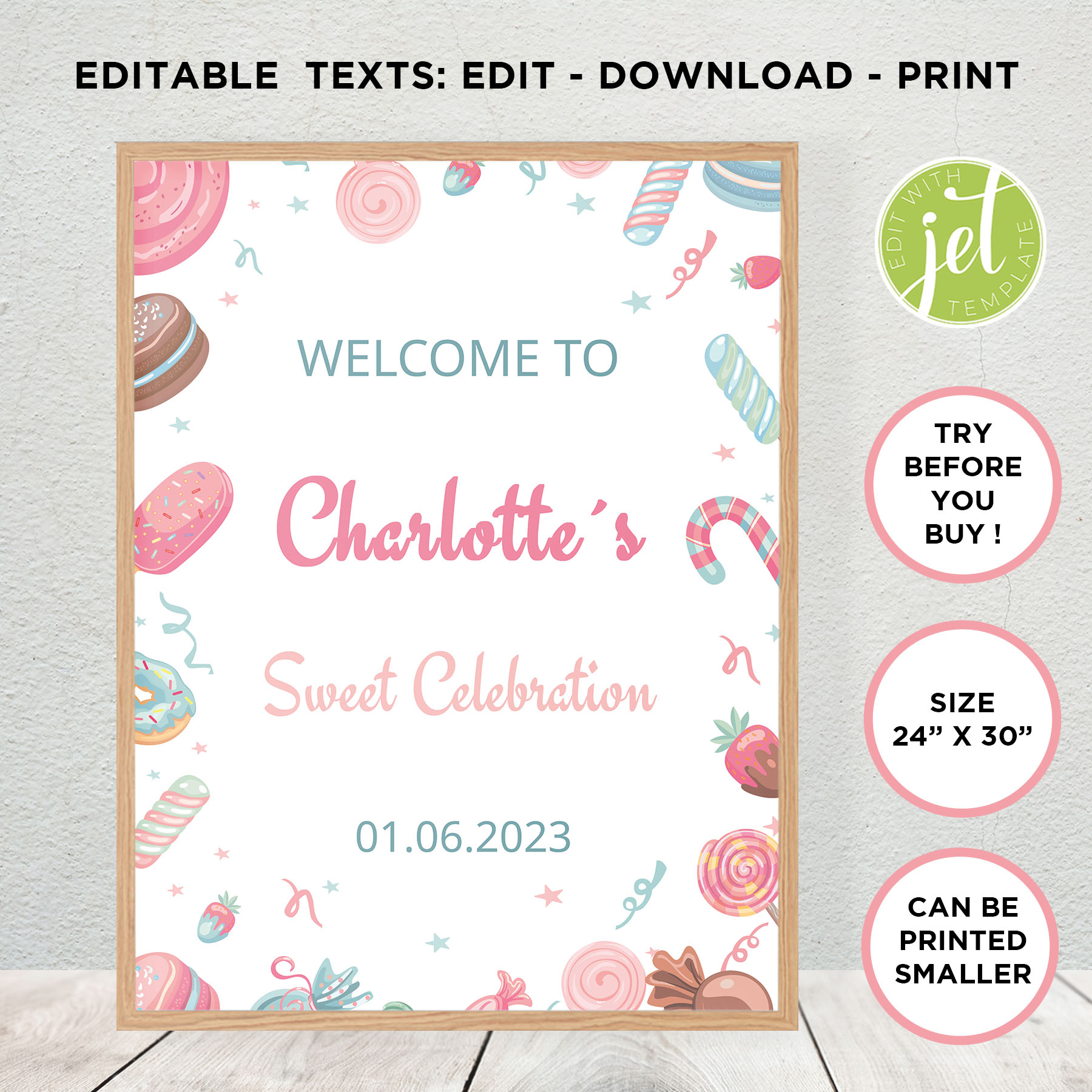 Candyland Welcome Sign, Candyland Banner, Candyland Templete | Inspire ...