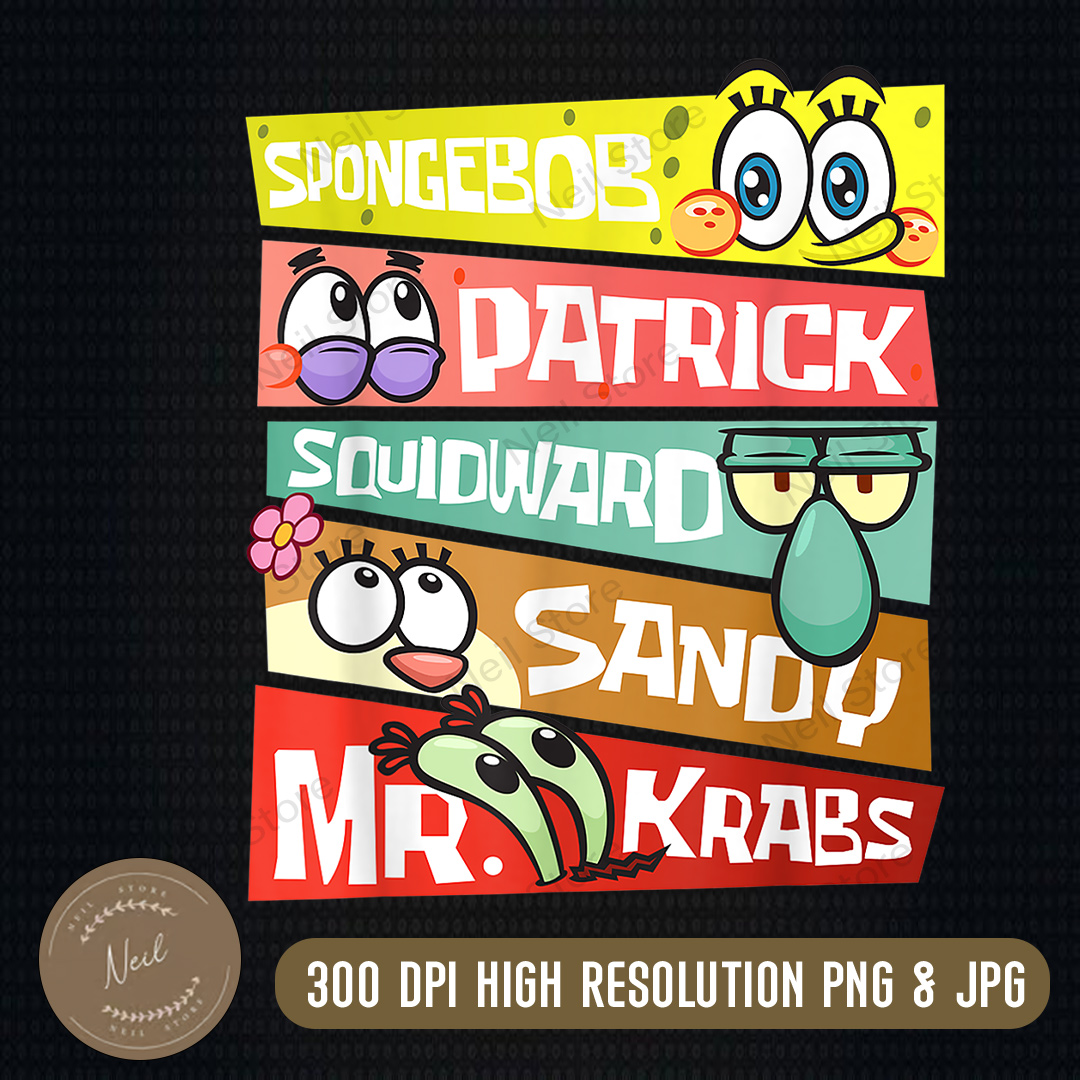SpongeBob Patrick Squidward Sandy Mr Krabs SpongeBob Fans Pn | Inspire ...