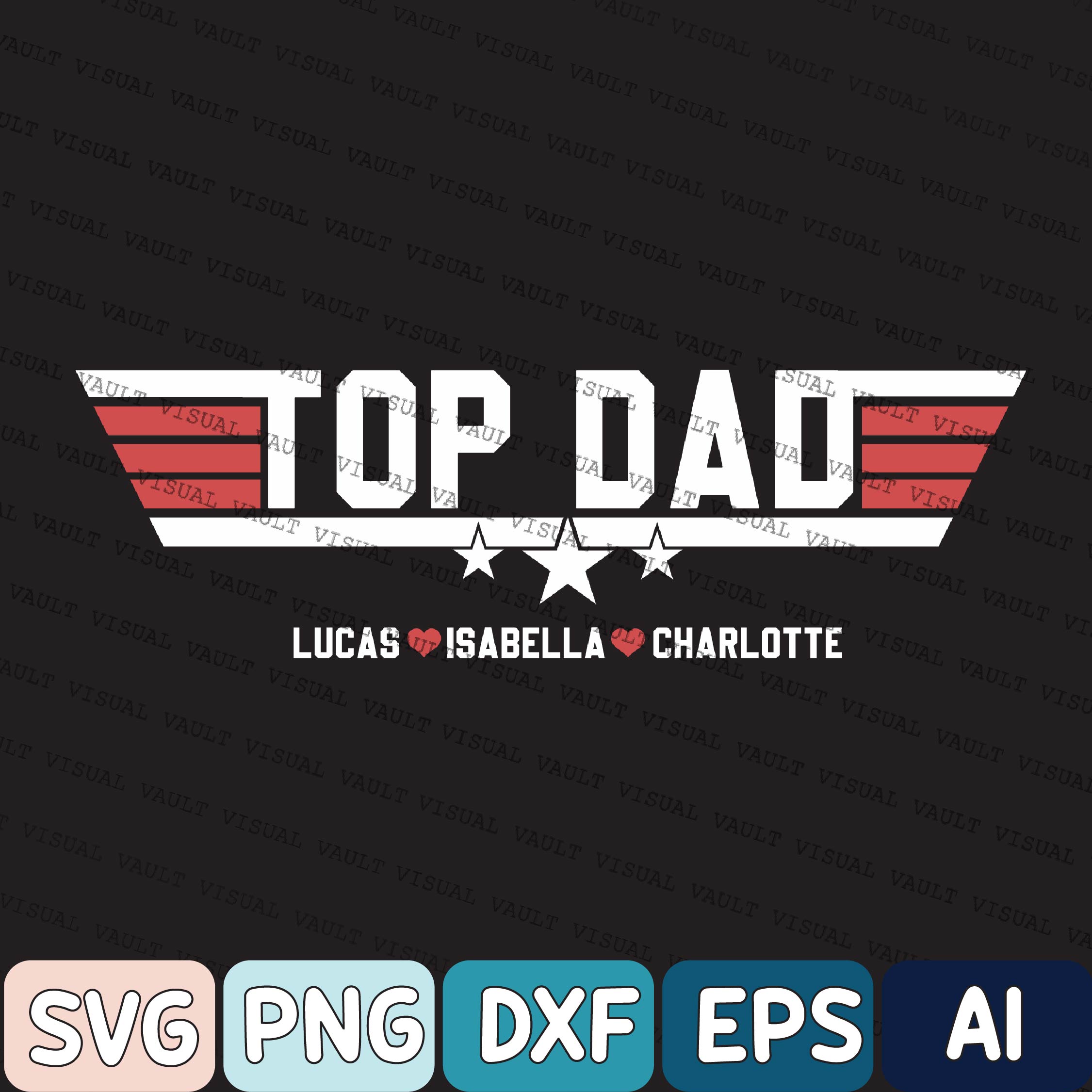 Top Dad Svg, With Kids Names Svg, Custom Gift For Father Svg | Inspire ...