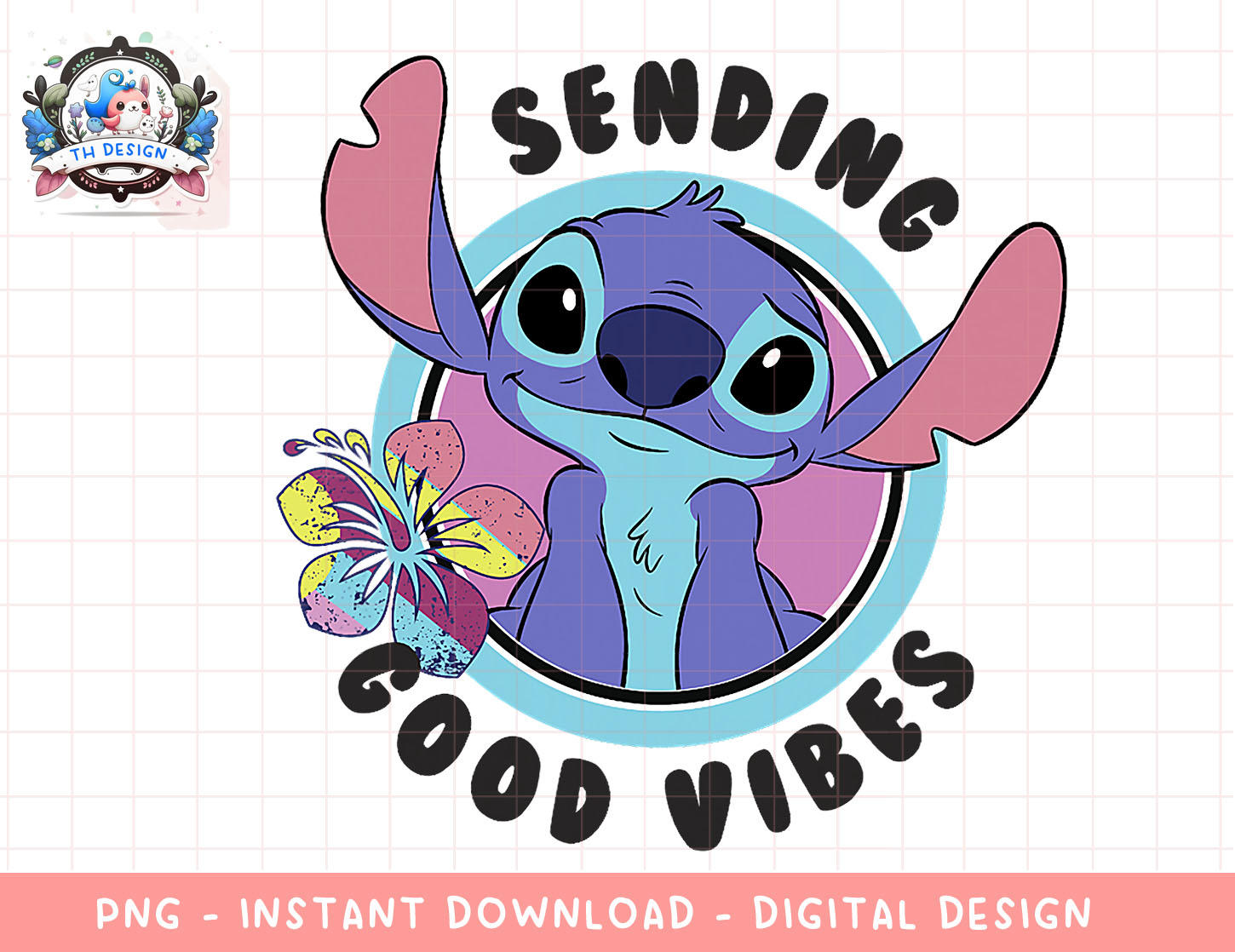 Disney Lilo & Stitch Sending Good Vibes Cute Logo png, subli - Inspire ...