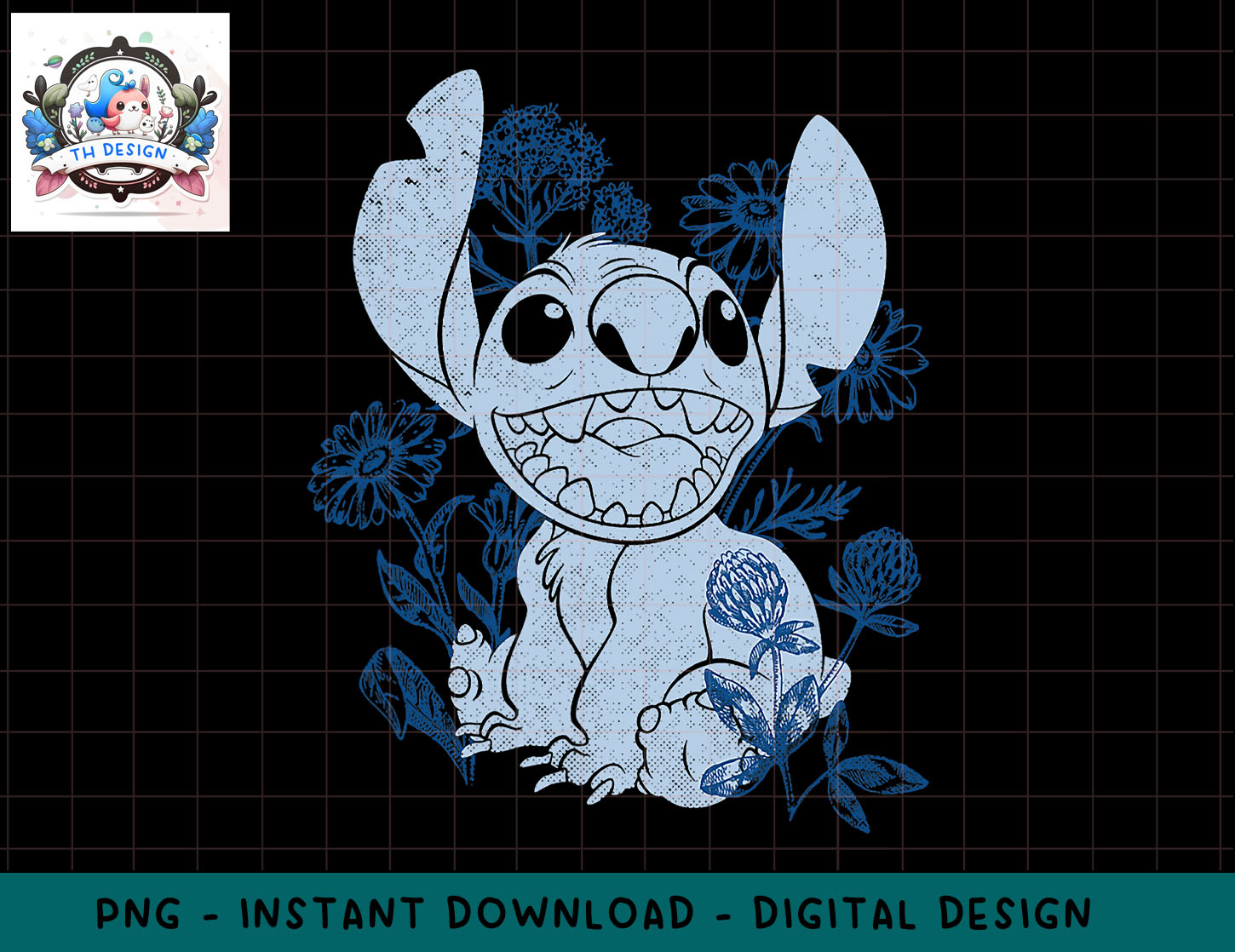 Disney Lilo & Stitch Smiling Stitch Floral png, sublimation. - Inspire ...