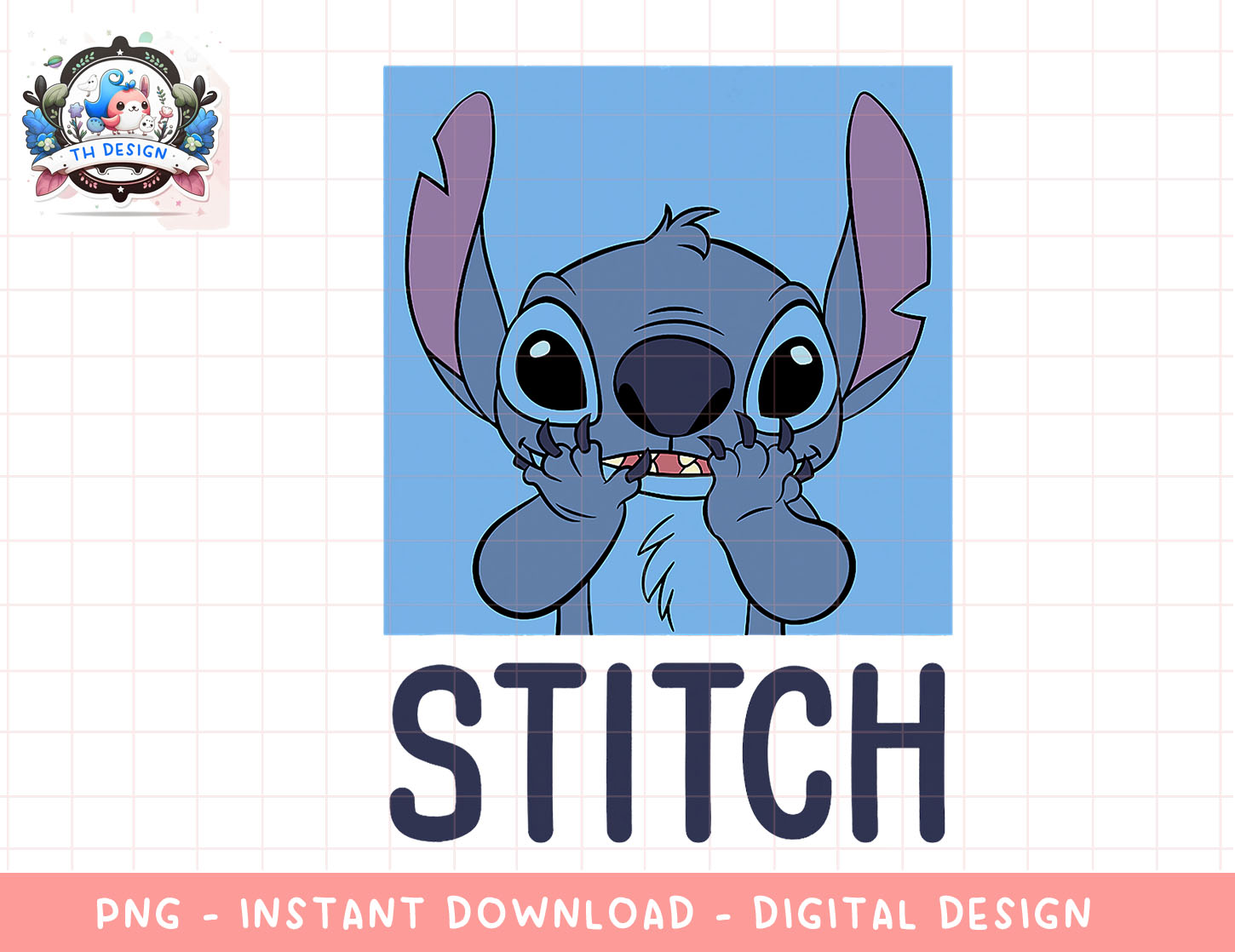 Disney Lilo & Stitch Surprised Face Stitch Grid Portrait png | Inspire ...