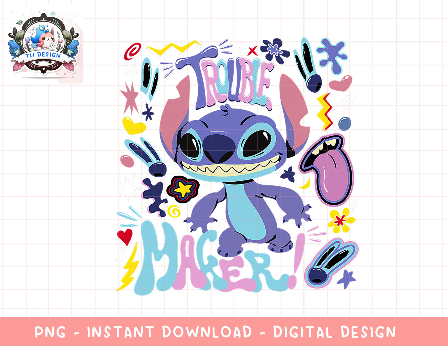 Disney Lilo & Stitch Trouble Maker Stitch Collage png, subli | Inspire ...