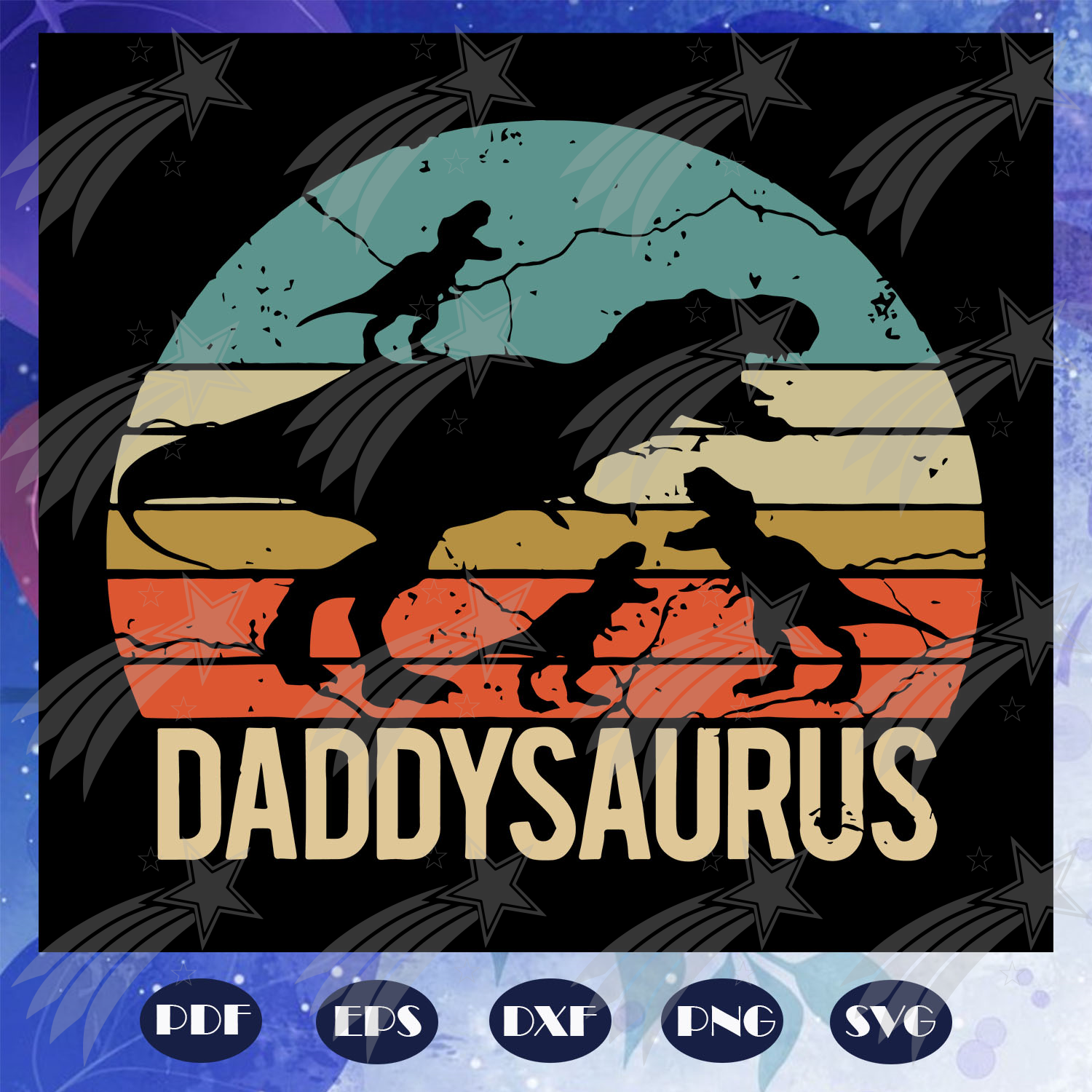 Vintage retro 3 kids daddysaurus svg, sunset svg, fathers da - Inspire ...
