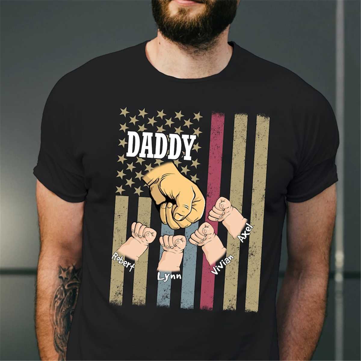 Personalized Gift For Dad, Custom Daddy And Kid Names Flag T | Inspire ...