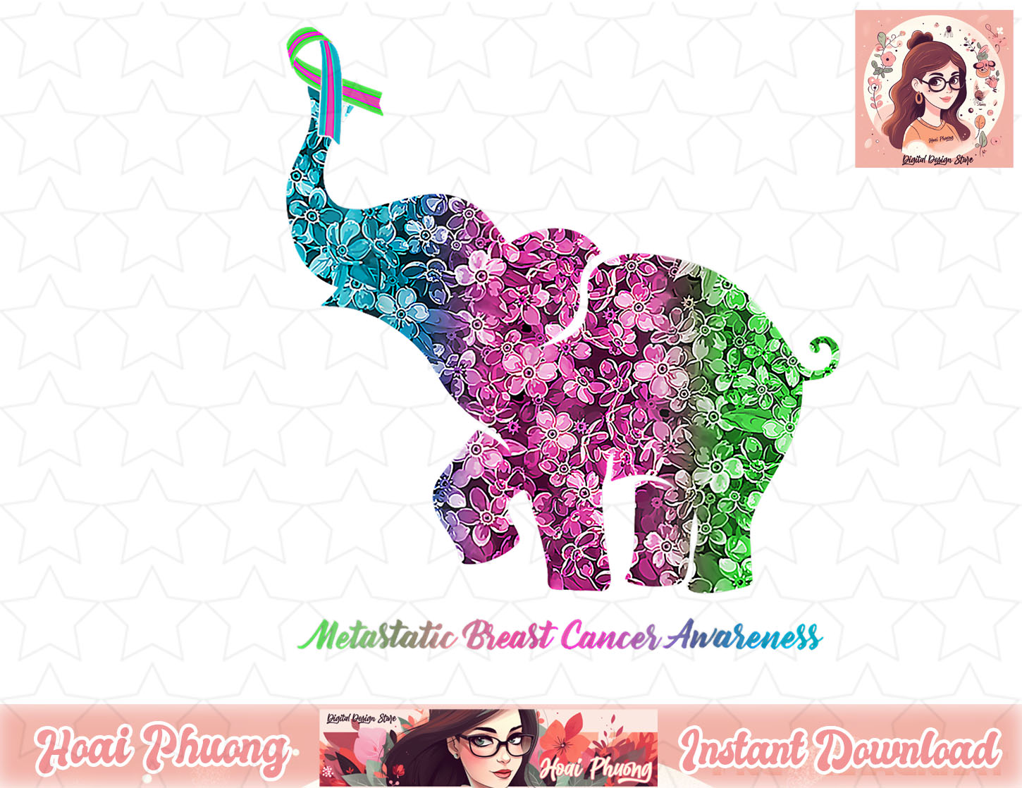 Elephant With Flower Metastatic Breast Cancer Awareness png, - Inspire ...