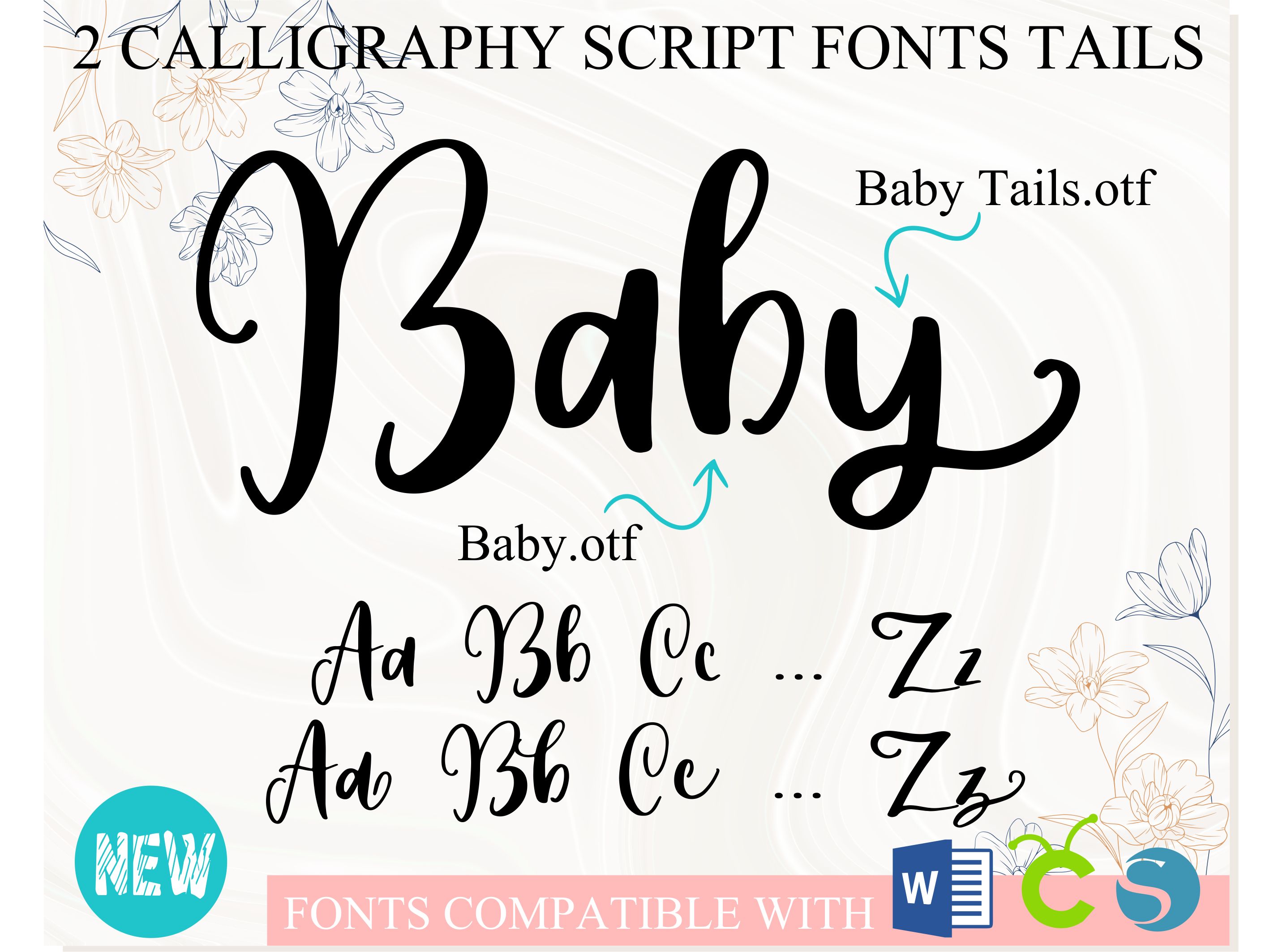 Baby Font with Tails | Cursive Font, Calligraphy Font, Scrip | Inspire ...