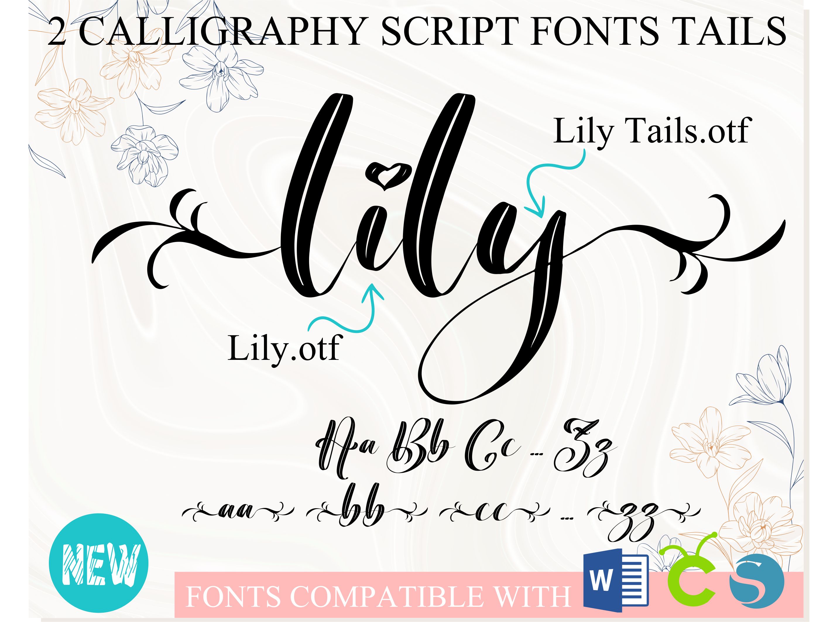 Lily Font with Tails | Romantic Fonts, Script Fonts, Font wi - Inspire Uplift