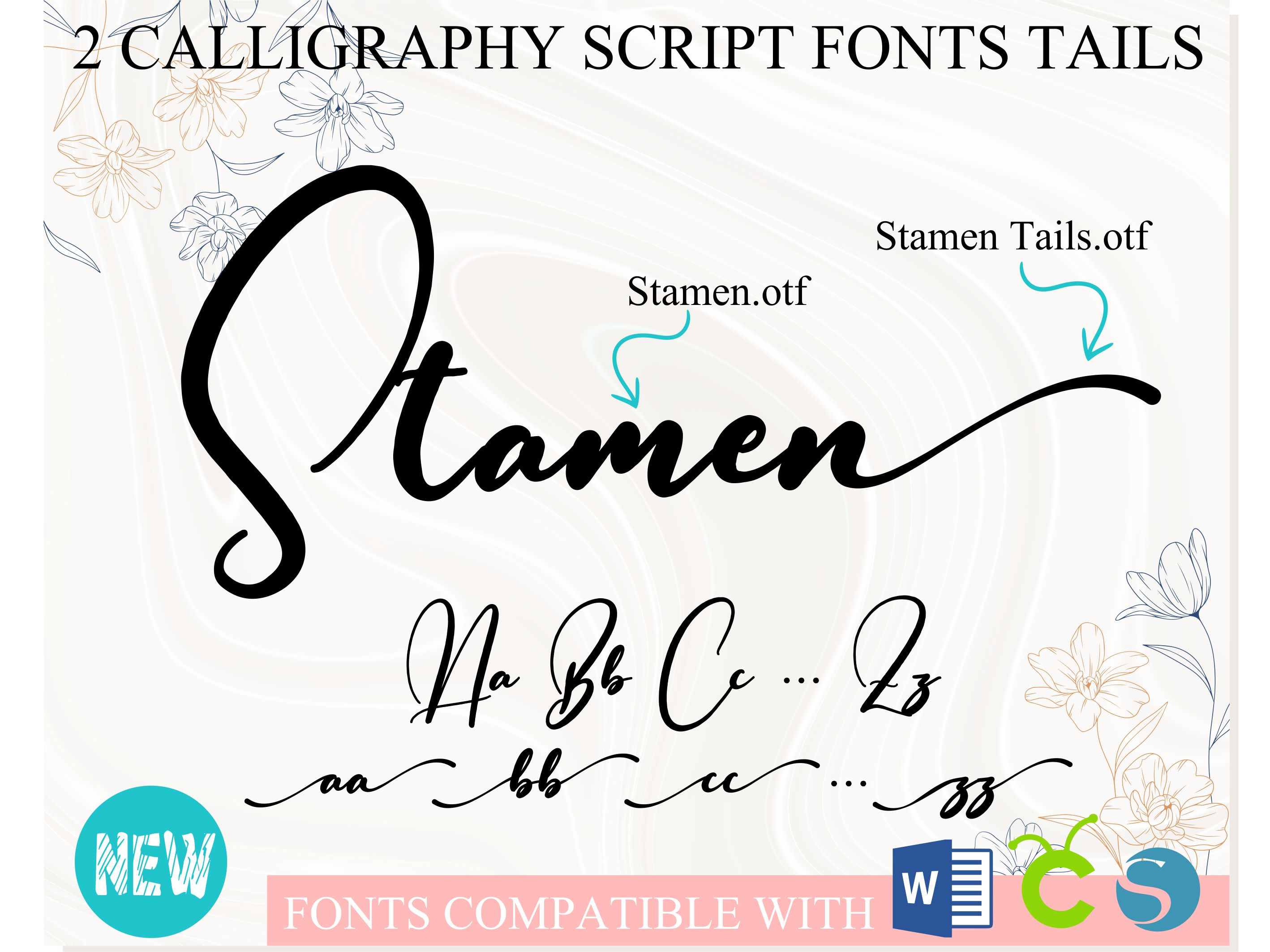 Stamen Font with Tails | Cursive font Calligraphy font Scrip | Inspire ...