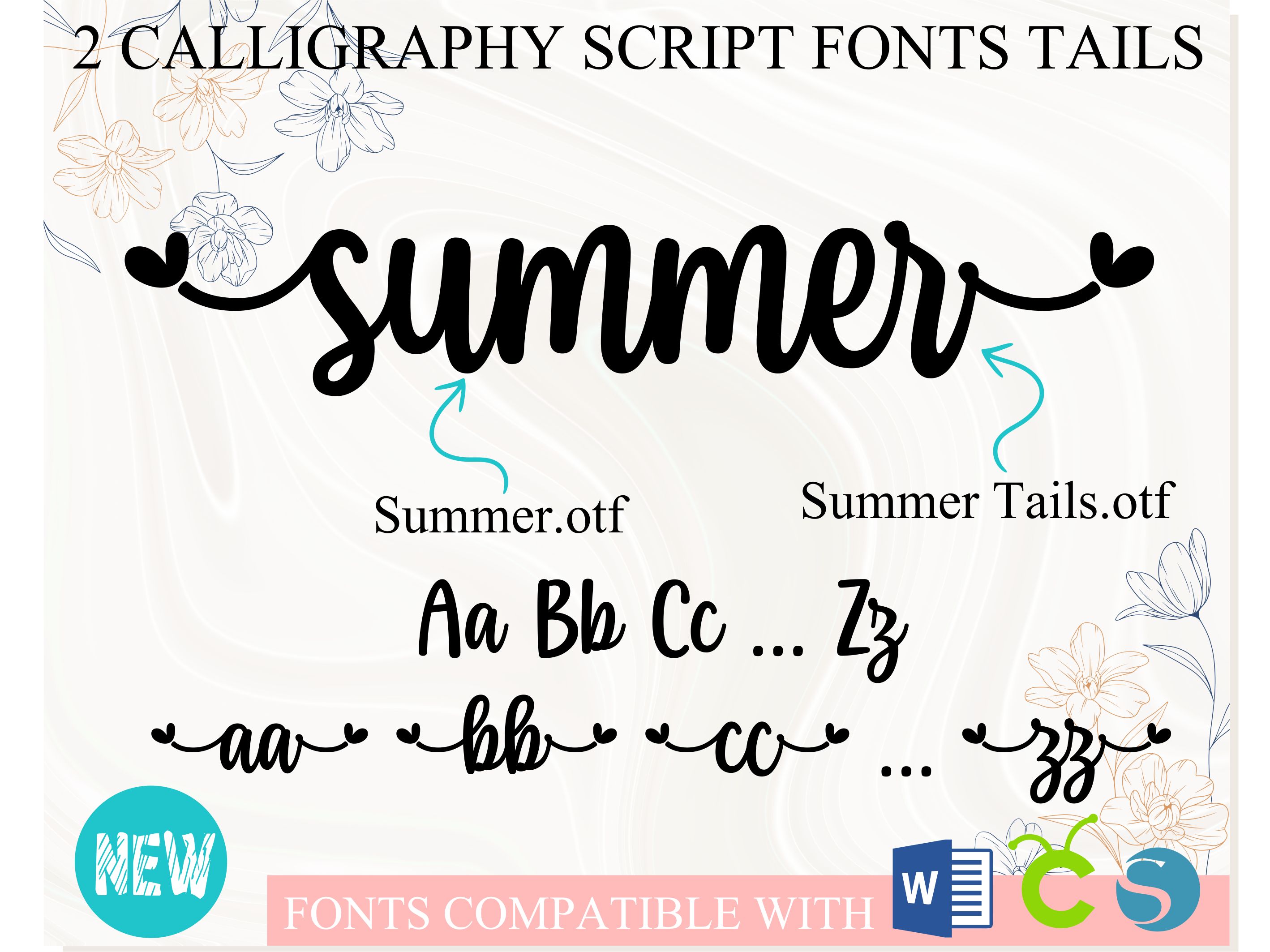Summer Font with Tails | Cursive font Calligraphy font Scrip | Inspire ...
