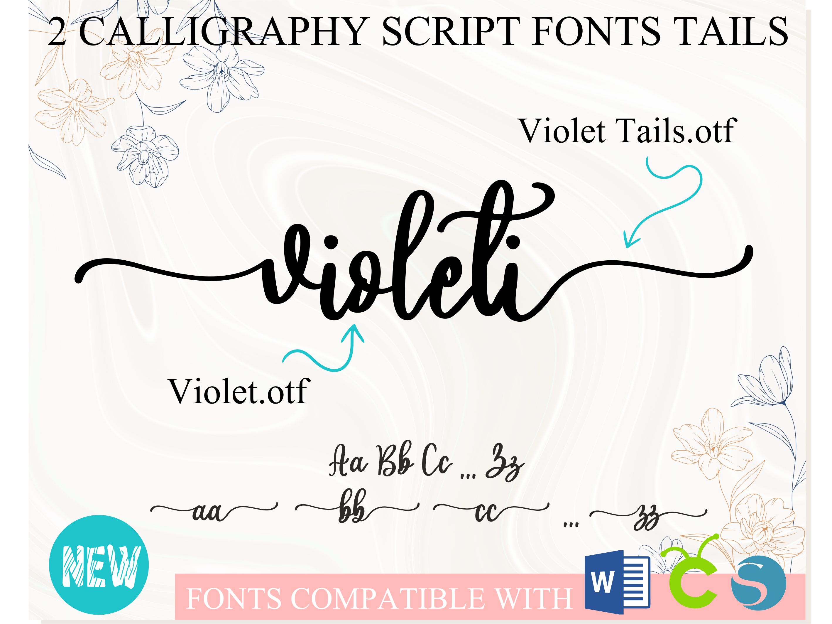 Violet Font with Tails | Cursive font Calligraphy font Scrip | Inspire Uplift
