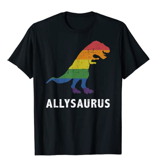 Allysaurus dinosaur in rainbow flag for ally LGBT pride T-Sh | Inspire ...