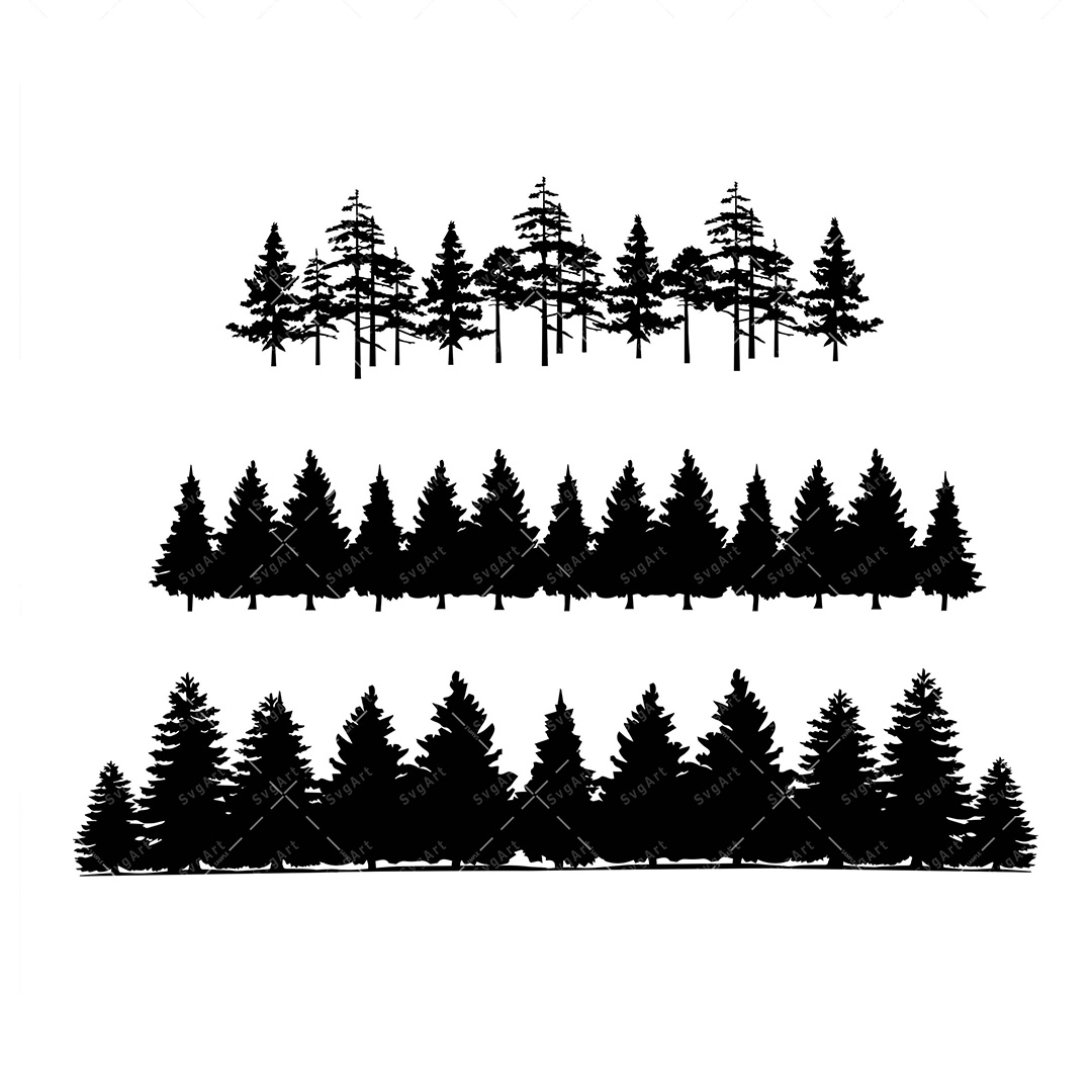 Forest Line SVG, PNG, PDF, Forest Svg, Trees Clip Art | Inspire Uplift
