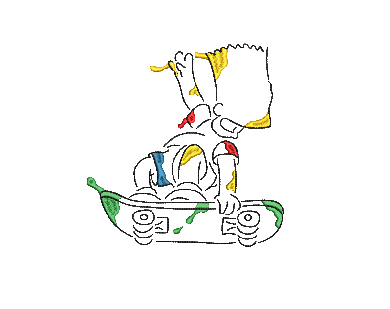 Cartoon Embroidery Line Art Design - Bart Simpson Embroidery | Inspire ...
