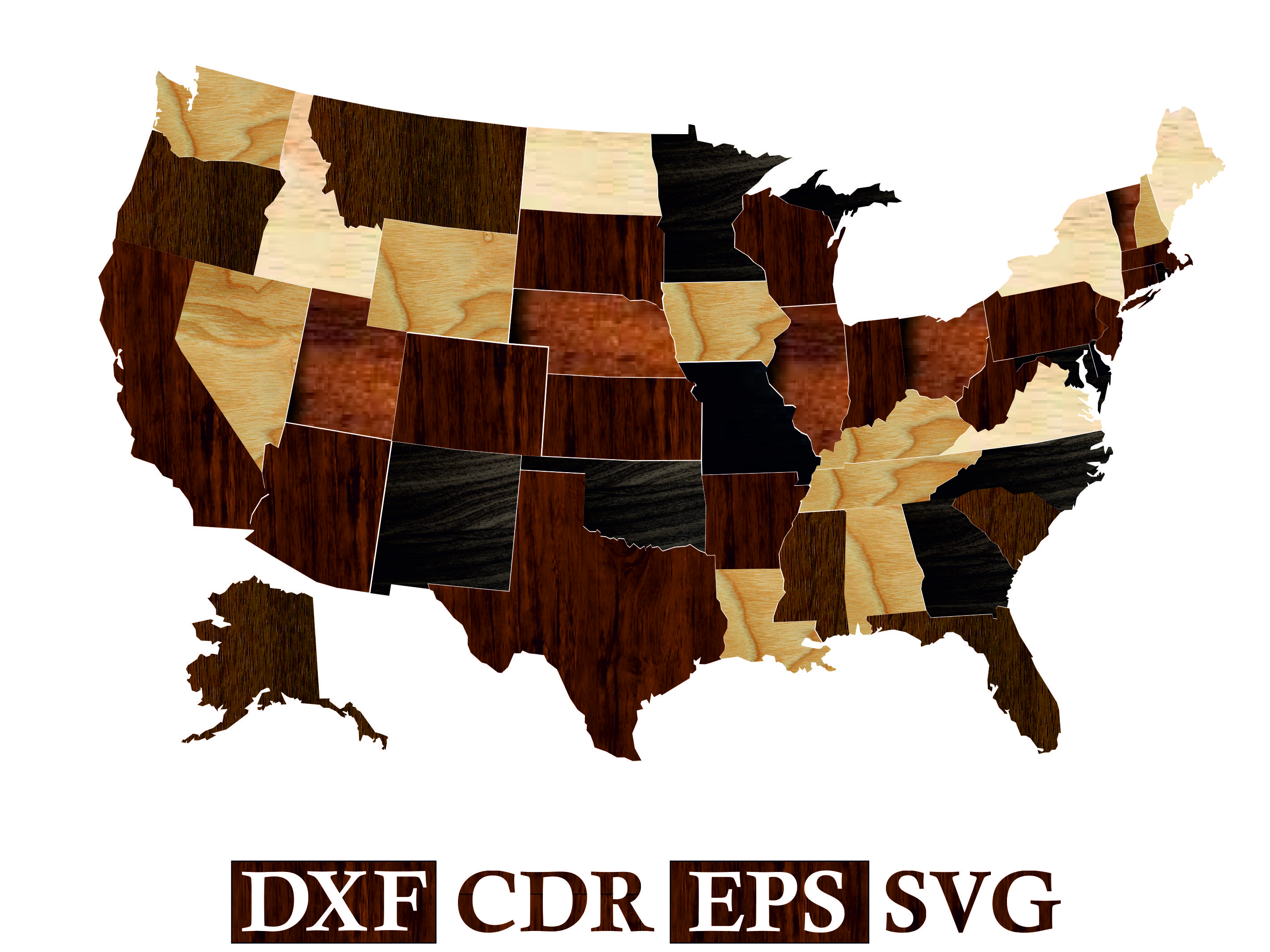 Puzzle USA Map vector for CNC laser, CNC router. Laser cut f | Inspire ...