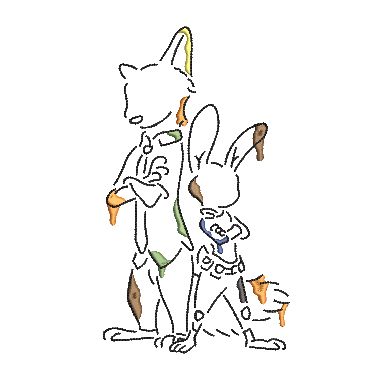 Cartoon Embroidery Line Art Design - Zootopia Embroidery Pat | Inspire ...