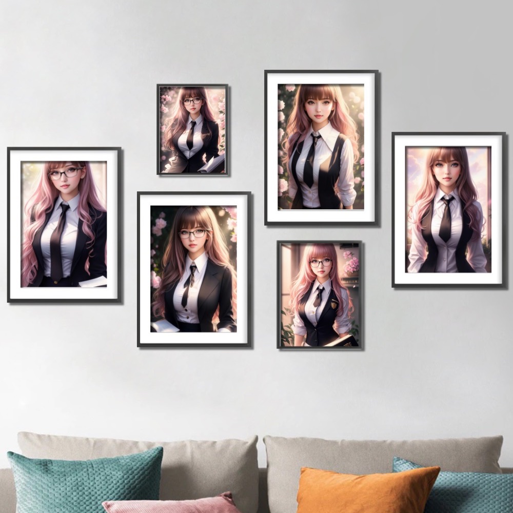 Digital art, set of 6 prints, anime girl, posters, living ro | Inspire ...