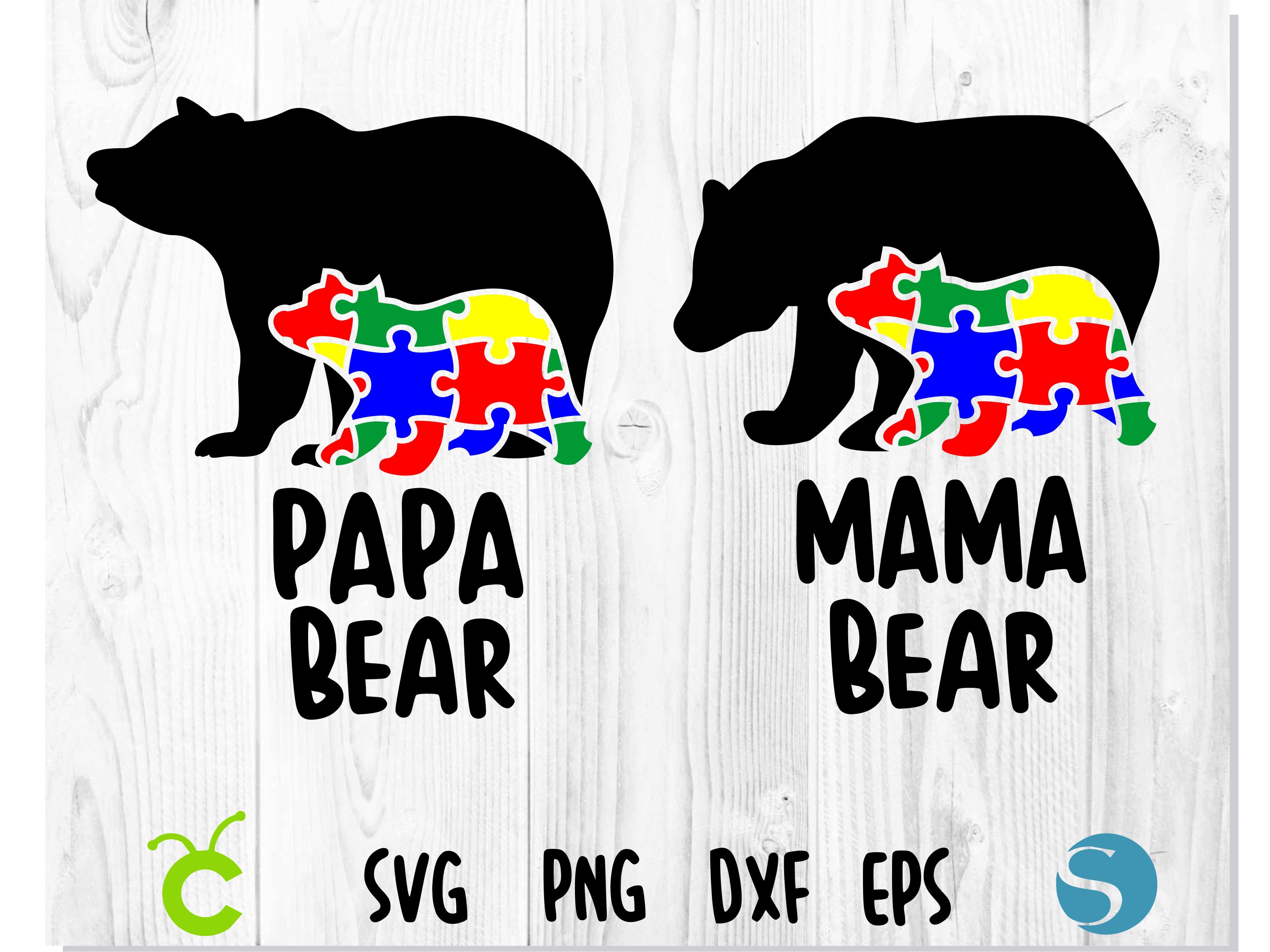 Autism Mama Bear SVG, Autism Papa Bear SVG, Autism baby bear | Inspire ...