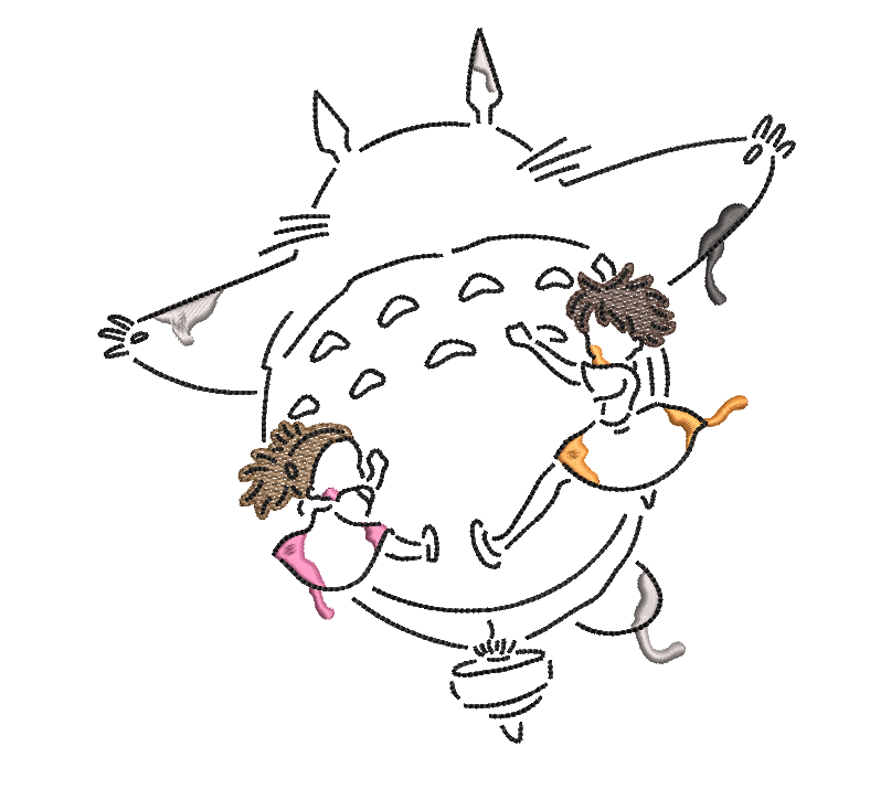 Anime Embroidery Line Art Design - My Neighbor Totoro Embroi | Inspire ...