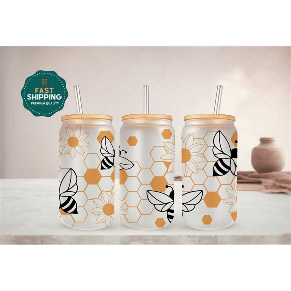 Floral Bee Glass Coffee Cup for Women, Floral Bee Glass Cup, | Inspire ...