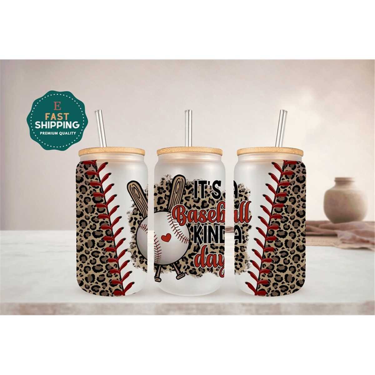 Baseball Leopard Cheetah Libbey Glass Can, Baseball Glass Ca | Inspire ...