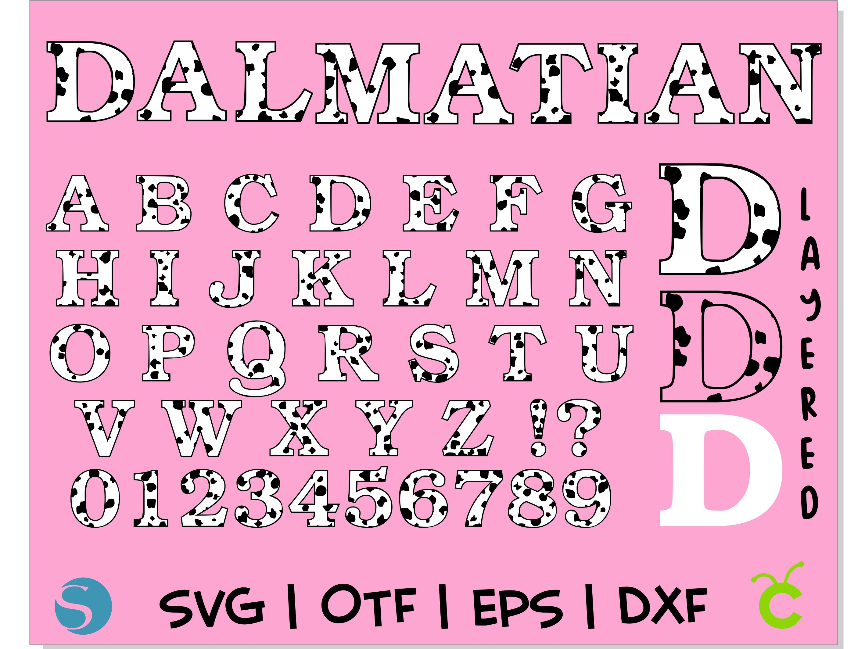 Dalmatian Layered Font SVG | Dalmatian Font SVG, Dalmatian A | Inspire ...