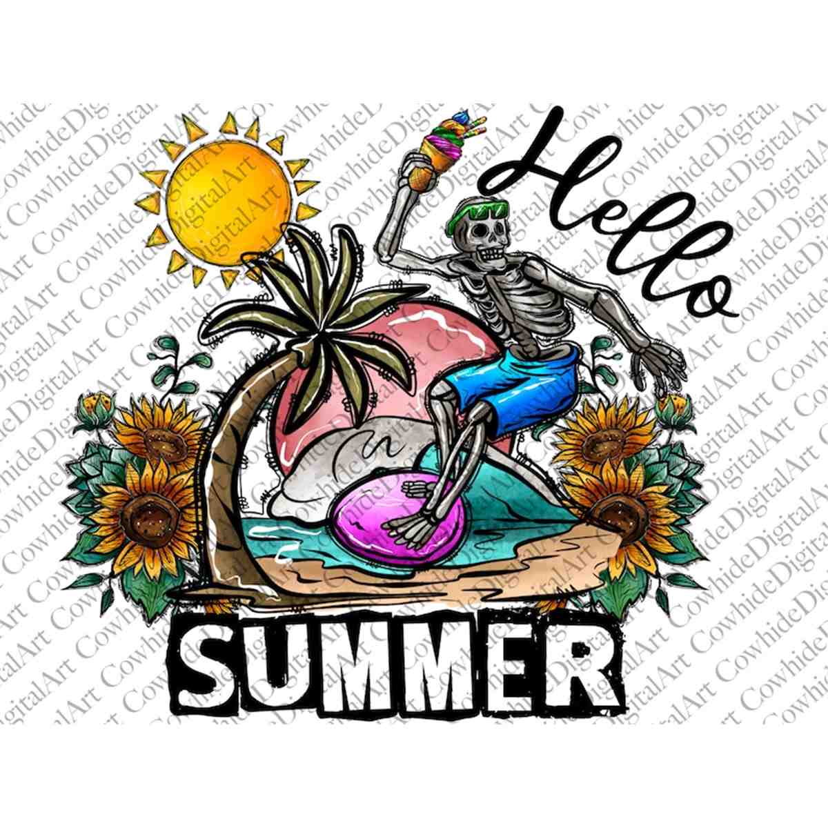 Hello Summer skeleton Png, skeleton surfing PNG, Hello Summe | Inspire ...