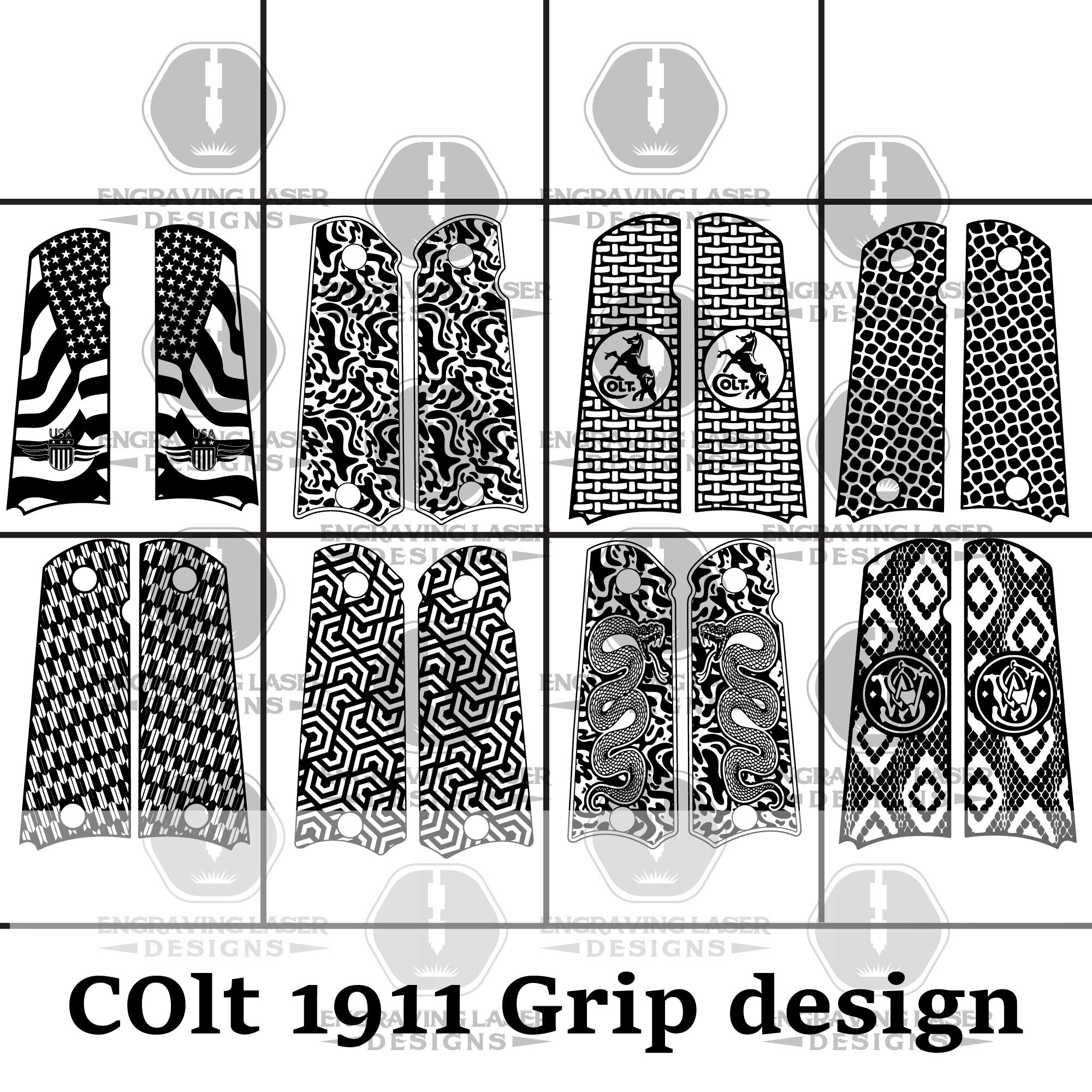 This Engraving Laser Designs Colt 1911 Grip 8 design - Inspire Uplift