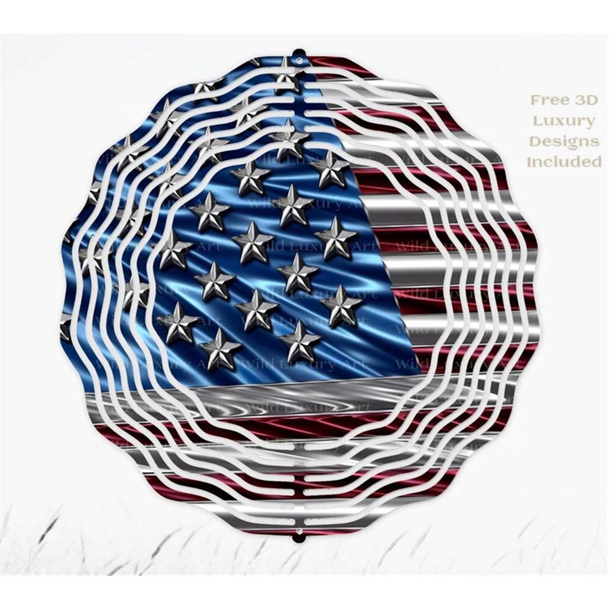3D Pattern, Metallic American Flag 3D Wind Spinner - Inspire Uplift