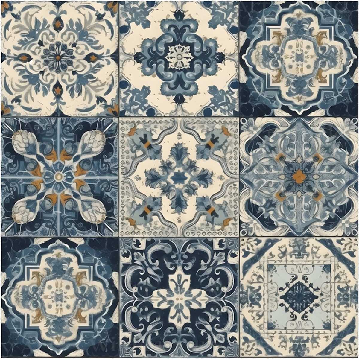 Vintage Tile Print Digital Pattern, Printable, Sublimation - Inspire Uplift