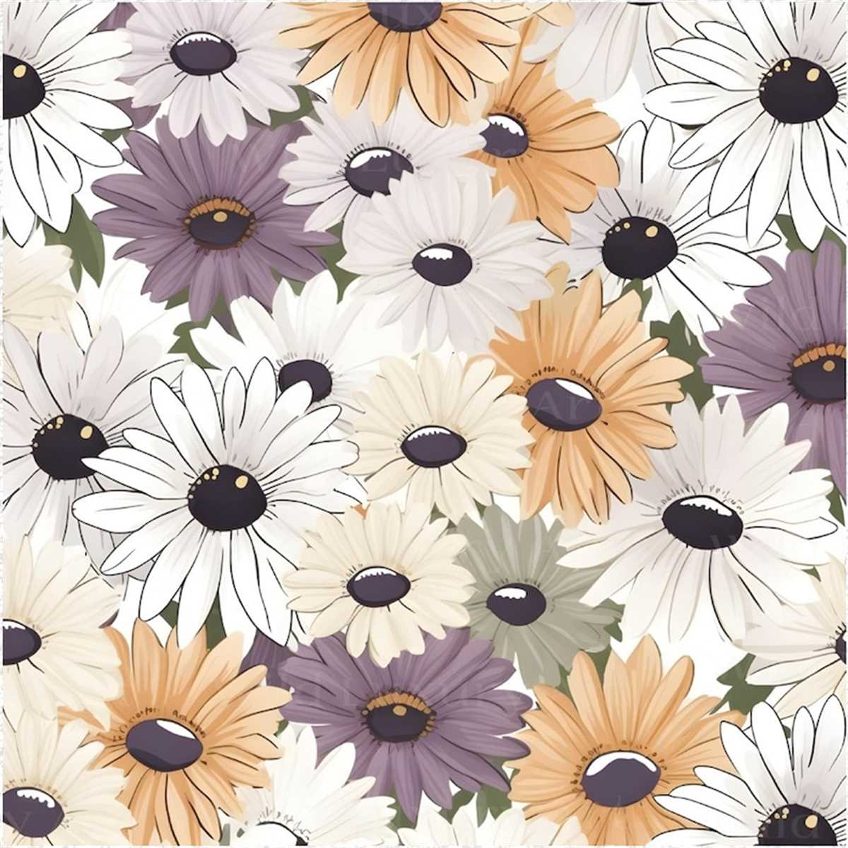 Smiling Exotic Daisies Digital Pattern, Printable - Inspire Uplift