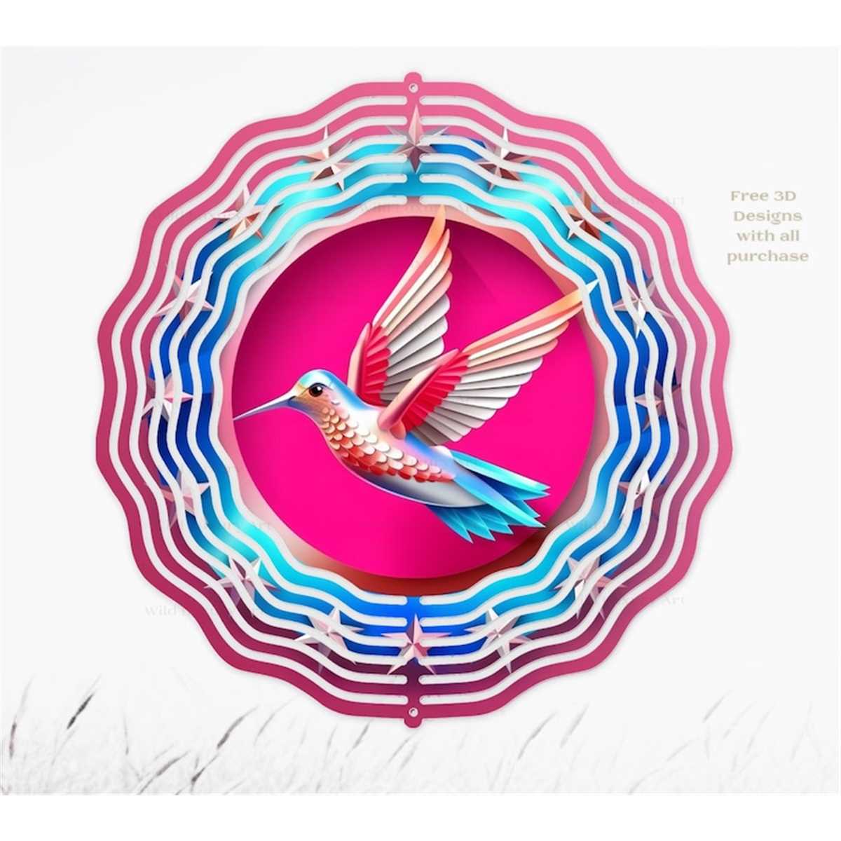 3D Pattern, Patriotic Hummingbird Pink 3D Wind Spinner, Digi - Inspire ...