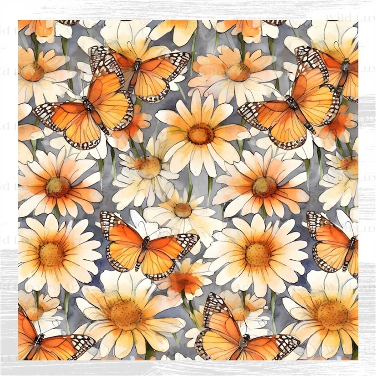 Floral Monarch Butterfly Digital Pattern, Printable, Sublima | Inspire ...